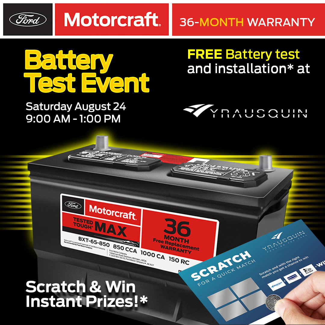 FREE Motorcraft® Battery Test & Installation at Yrausquin Aruba
